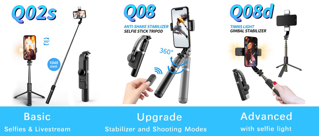 Q08 Handheld Gimbal Smartphone Bluetooth Handheld Stabilizer with ...
