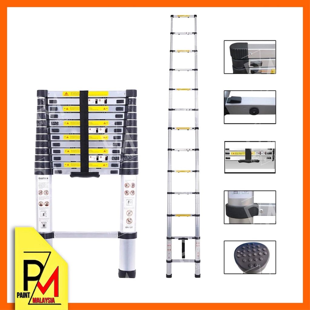 STRONGMAN Heavy Duty Ladder Telescopic Single Sided Extendable Ladder ...