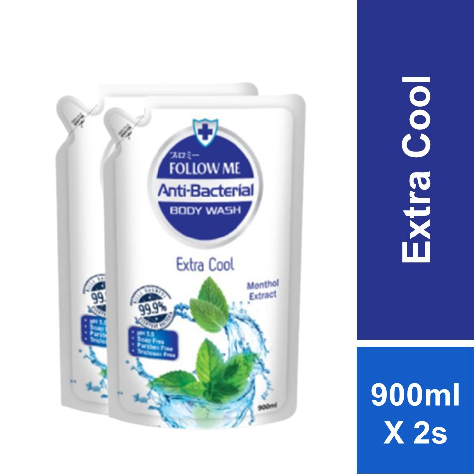 Follow Me Anti-Bacterial Body Wash Refill Twin Pack Extra Cool (900ml ...