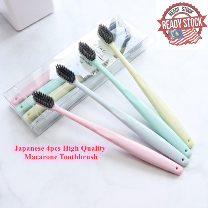 💖Ready Stock💖Japanese 4pcs High Quality Macarone Toothbrush Soft Bamboo ...