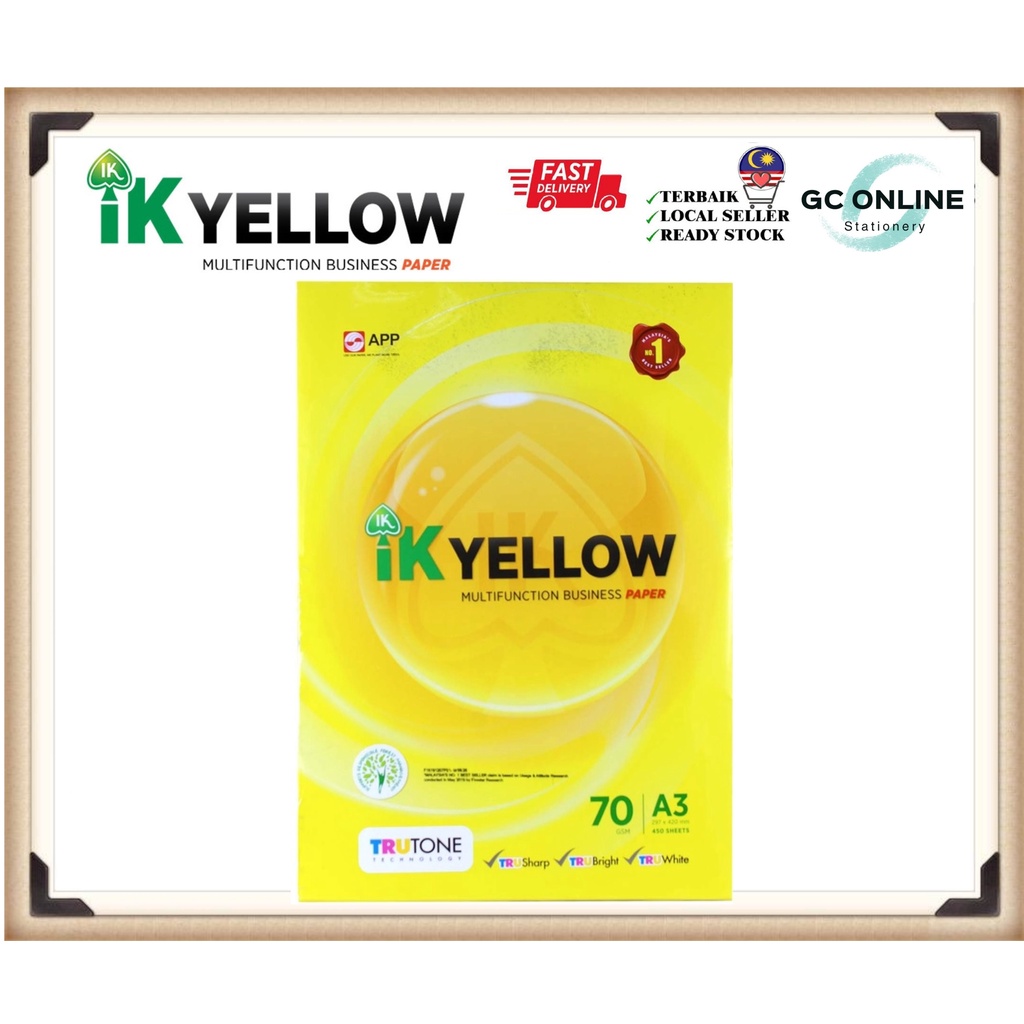 IK Yellow A3 Paper 500 Sheets 70Gsm / Kertas A3 / Kertas Photostat ...