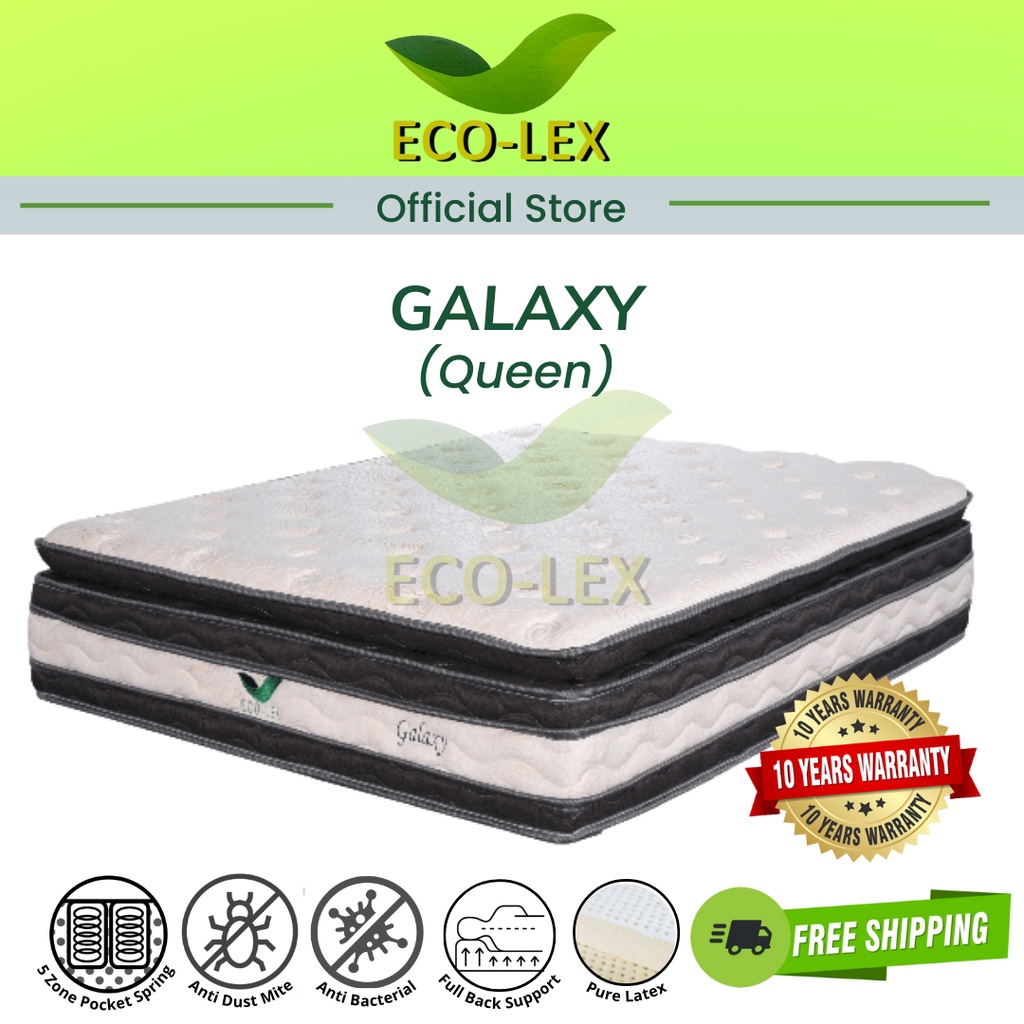 ECO-LEX Galaxy 13" Mattress Tilam Pure Latex + 5 Zone Pocket Spring ...