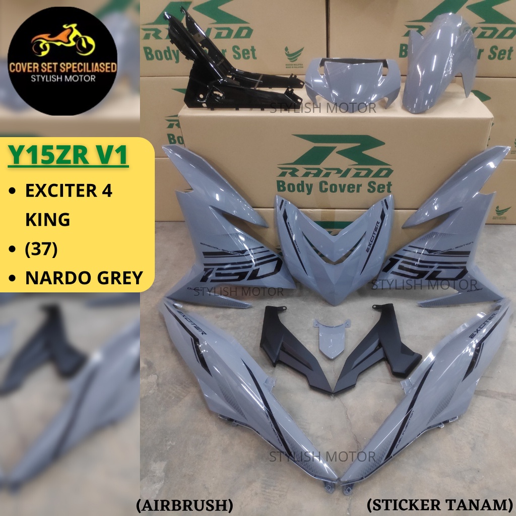 (STICKER TANAM/AIRBRUSH) RAPIDO COVER SET Y15ZR V1/V2 EXCITER 4 KING (37) NARDO GREY | Shopee ...