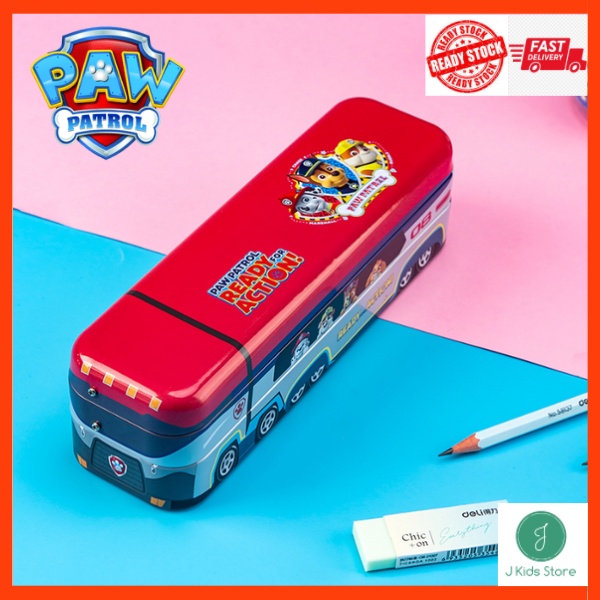 [JKIDS]PAW PATROL Bus Pencil Box Metal Iron Creative Student Pencil ...