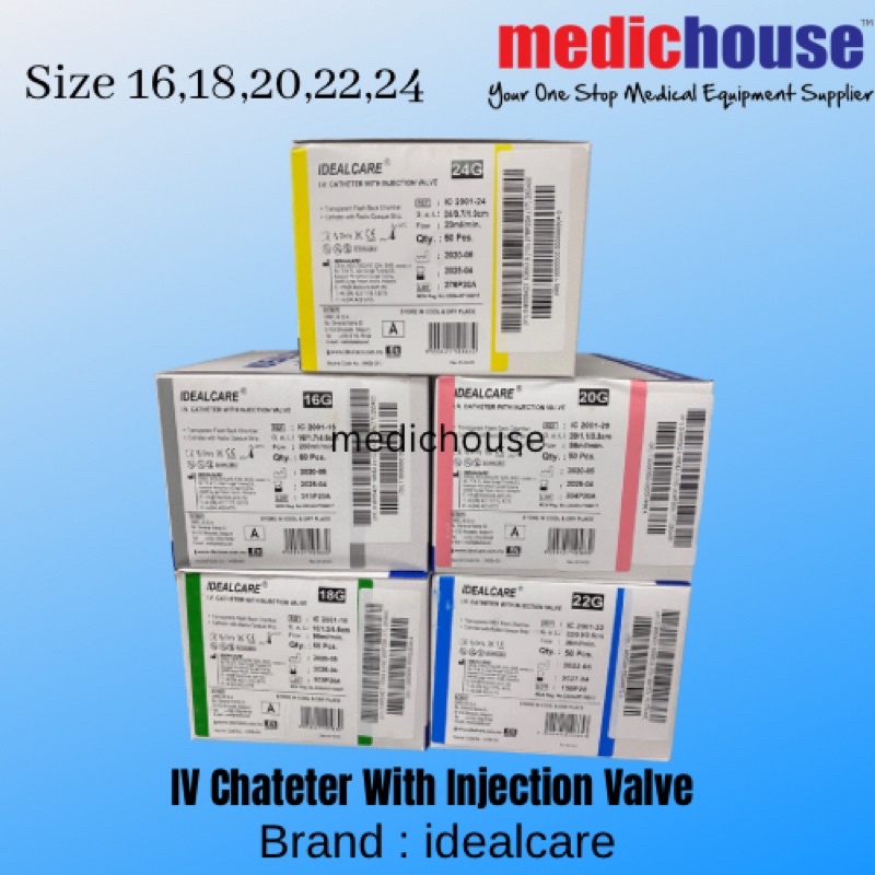 CANNULA IV Catheter with Injection Valve 14G,16G,18G,20G, ,22G,24G(50 ...