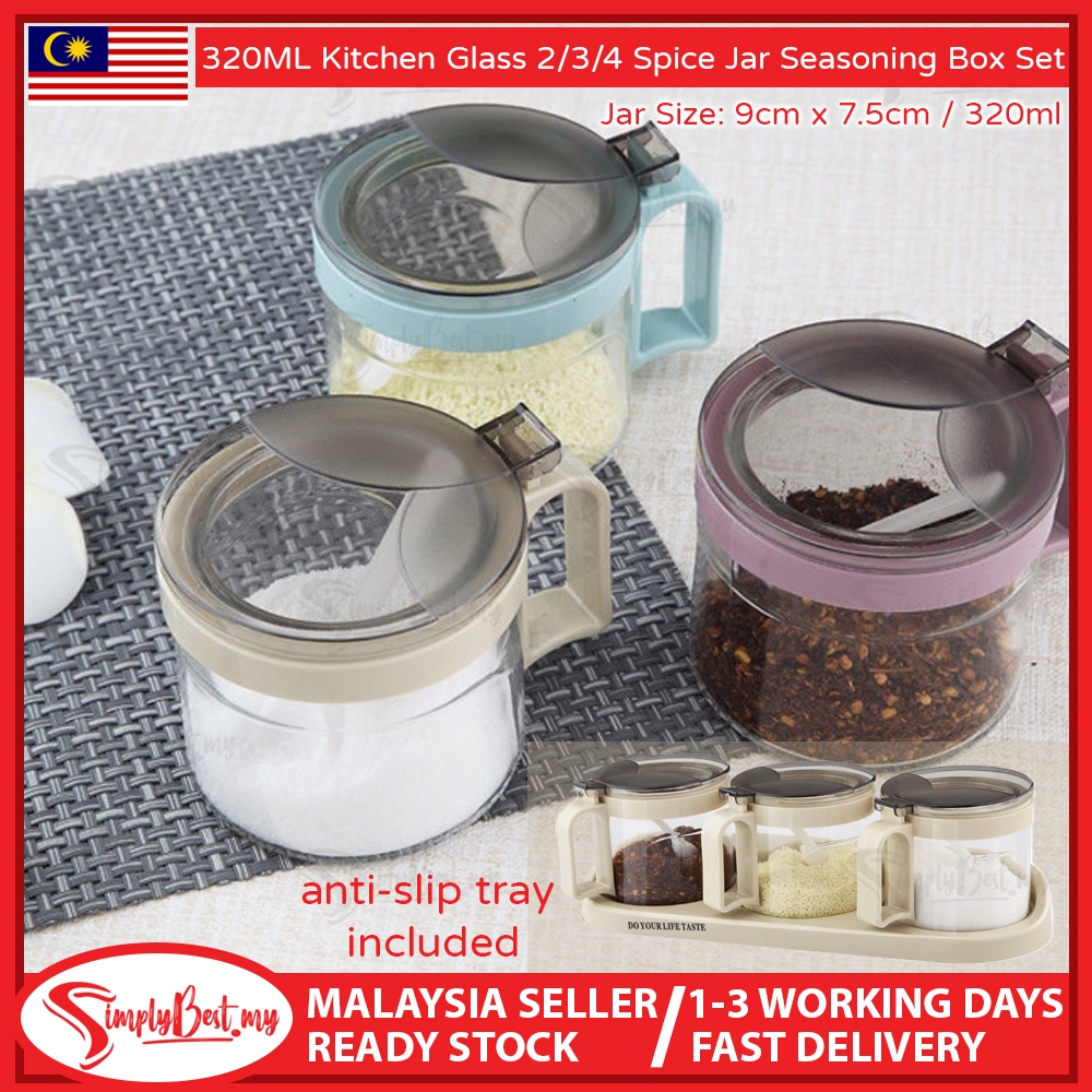 SIMPLYBEST Large Capacity Glass Spices Jar 320ML Spice Container ...