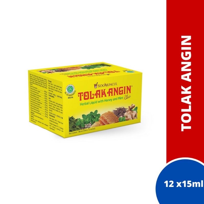 TOLAK ANGIN herbal liquid with honey and mint plus ( 15 ml X 12 sachets ...