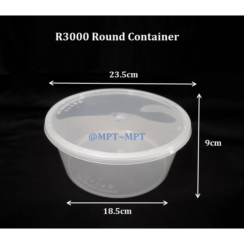 R3000 Round Microwave Food Container/ Tupperware Plastik Bulat /Bekas ...