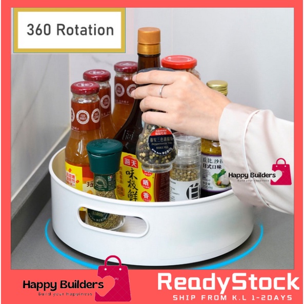 360 DEGREE ROTATION Round Storage Tray White CONVENIENT Save Storage ...