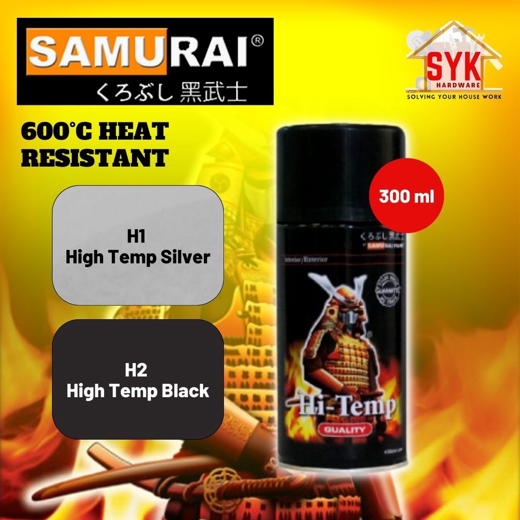 SYK Samurai High Temperature Spray Paint Heat Resistant Silver/Black Hi ...