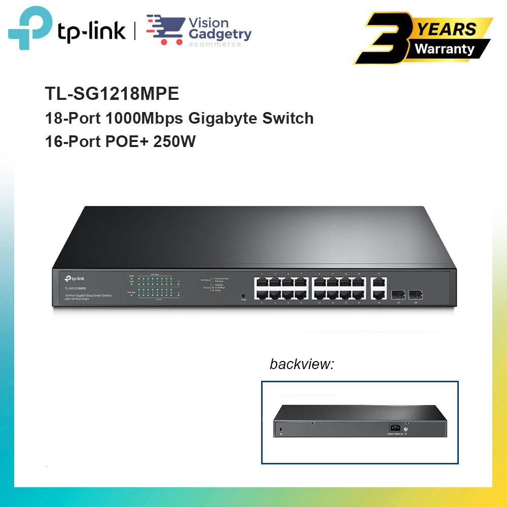TP-Link TL-SG1218MPE 18 Port Gigabit Easy Smart Switch 16 Port PoE+ PoE Switch CCTV Security ...