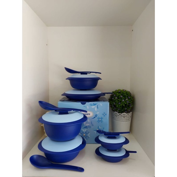 Tupperware Blue Royale Serveware Set With Serving Bowl | Shopee Malaysia