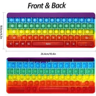 Rainbow Keyboard Pop It Push Fidget Toys Bubble Popit Soft Squishy ...
