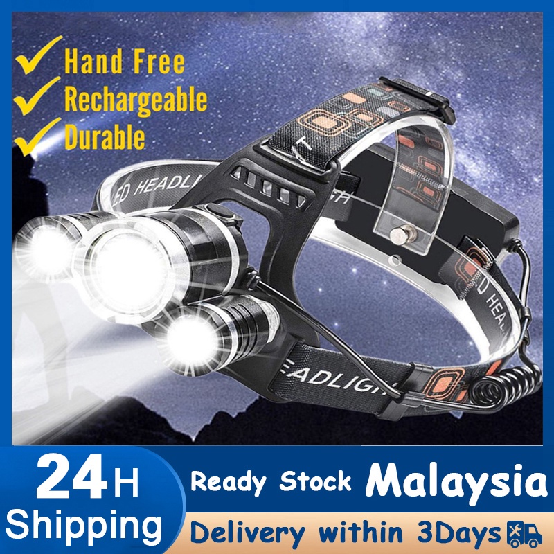Rechargeable Headlamp Bright Head Lamp LED Head Light 4 Mode Headlight ...