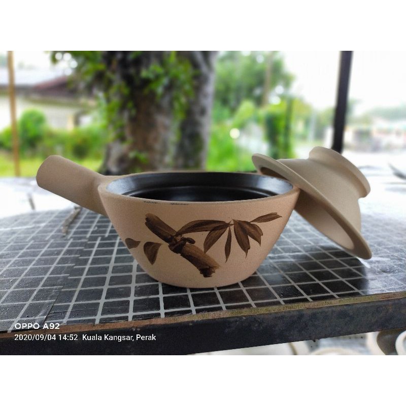 Periuk Tanah/claypot..500ml corak buluh (kod 101B) 7cmH * 16cm | Shopee ...