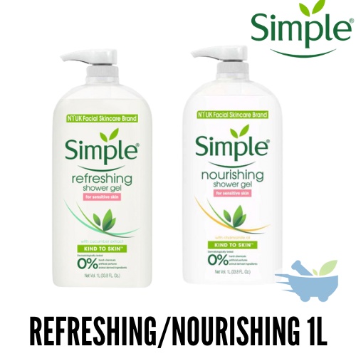 SIMPLE Refreshing Show Gel 1L / Simple Nourishing Shower Gel 1L ...