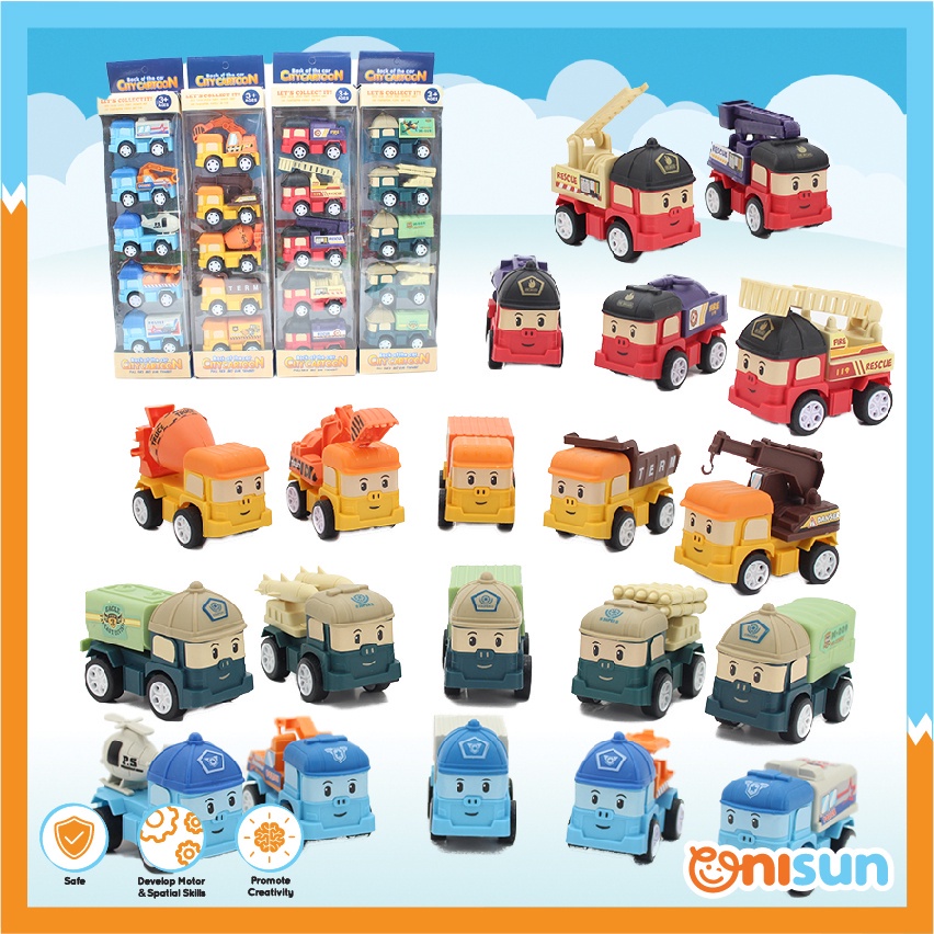 5 in 1 Kids Boy Girl Fun Cartoon Construction Series Model Vehicle ...