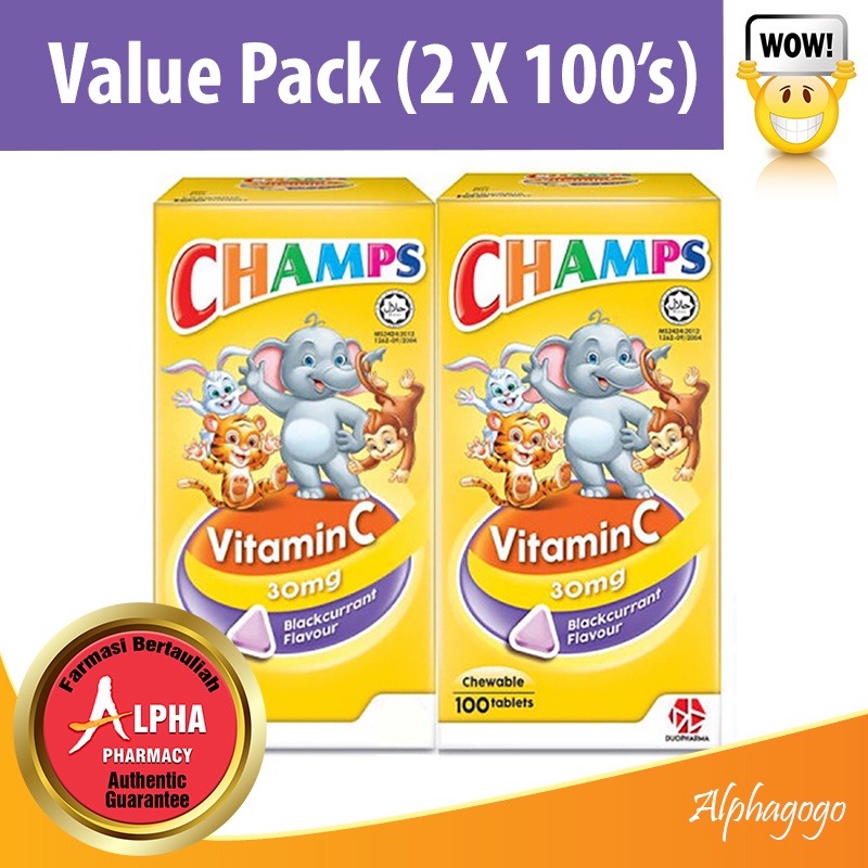Champs Chewable Vitamin C 30Mg (100 Tablets / 2 X 100 Tablets) | Shopee ...