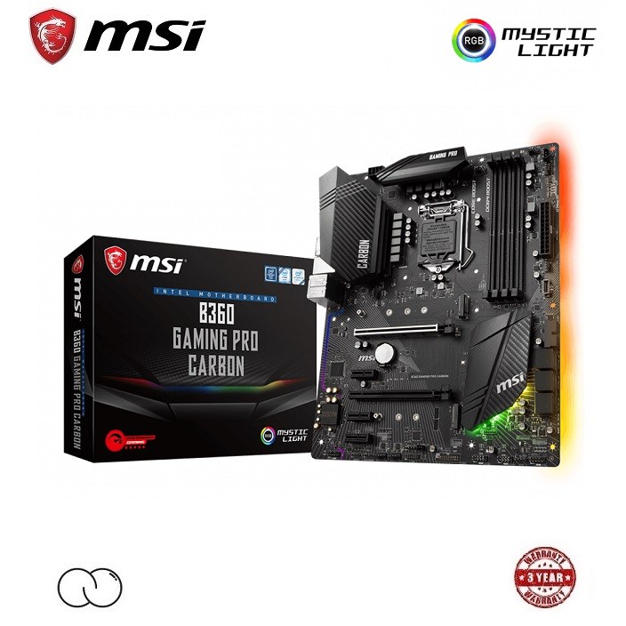 MSI Intel B360 ATX Motherboard / B360 GAMING PRO CARBON / MYSTIC LIGHT ...