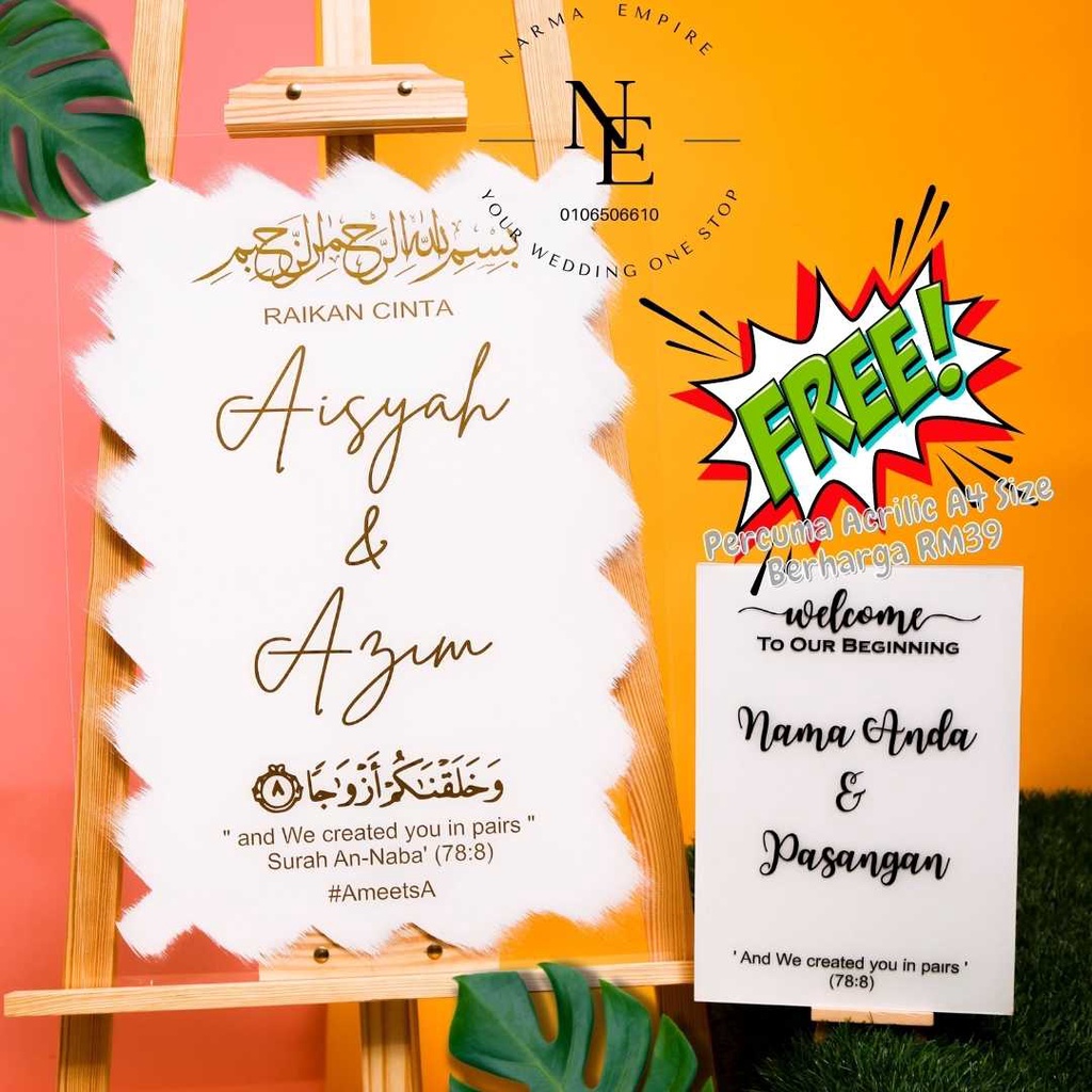 Wedding Welcome Board | Signboard Kahwin | Board Perkahwinan | Acrylic ...