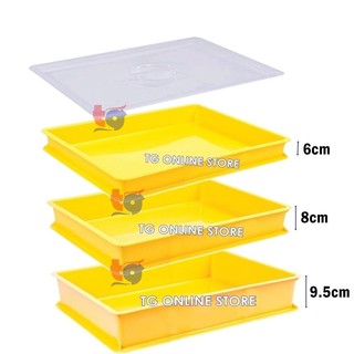 Plastic stakeable Cake Bread Bakery Food Yellow Tray Cover Talam Dulang ...