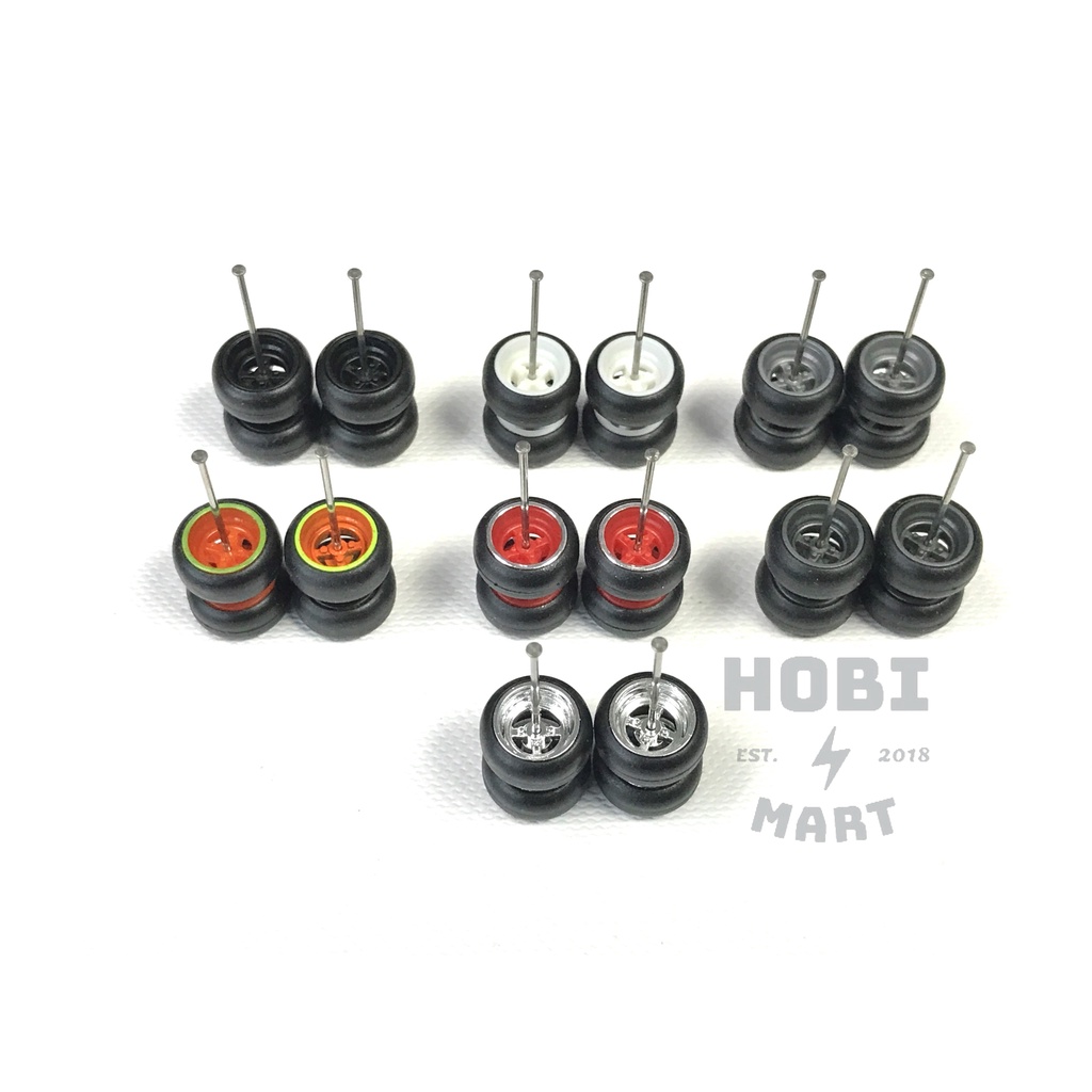 Donut 1:64 Cars Rubber Wheels Tayar Getah 4 Spoke 10mm Axle Long JDM ...