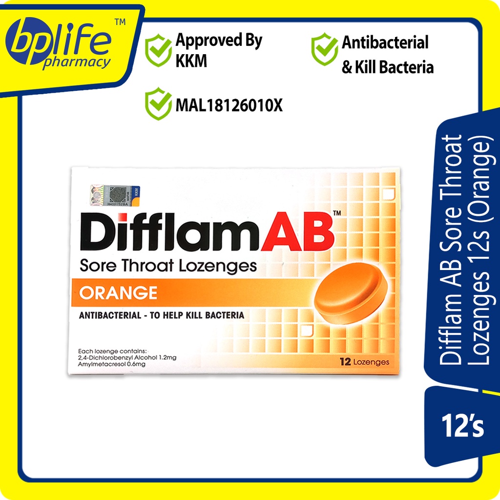 Difflam AB Sore Throat Lozenges 12s (Orange) | Shopee Malaysia