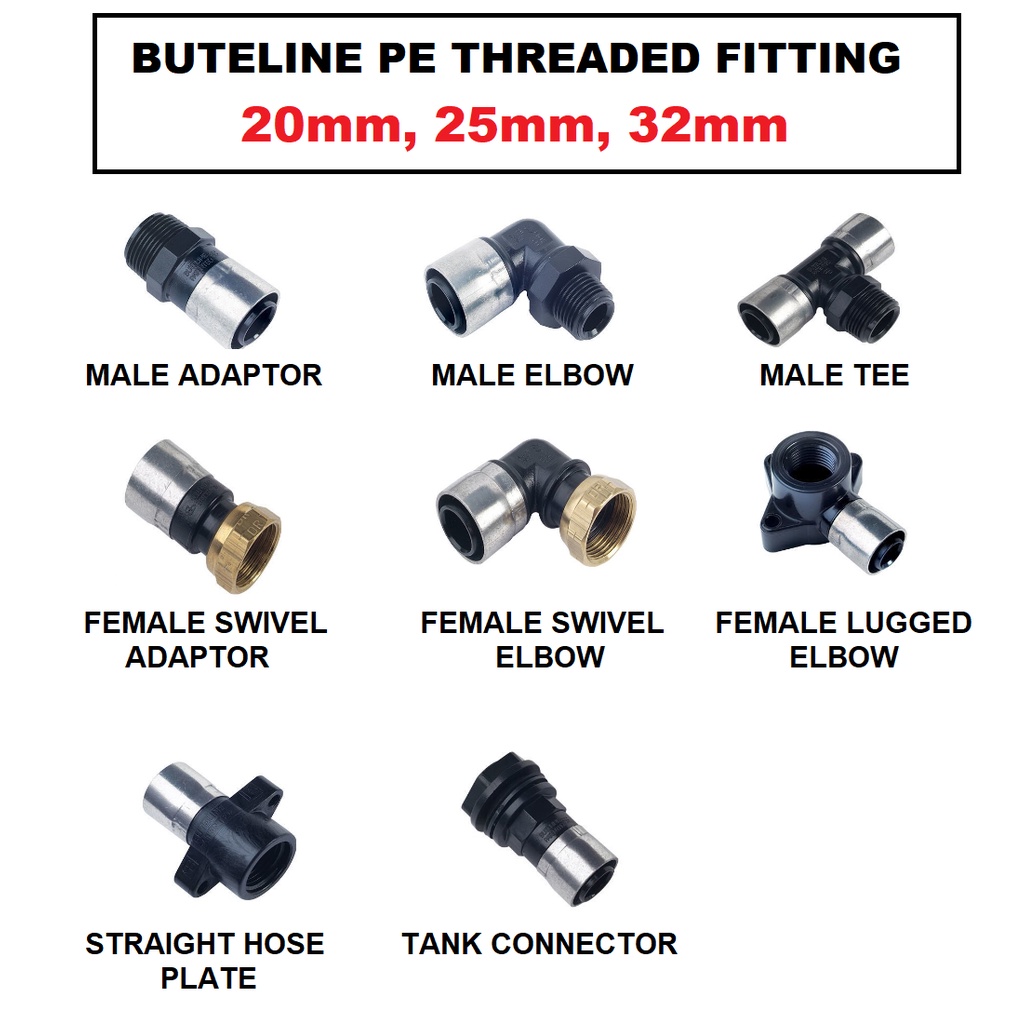 BUTELINE PE Pipe Fitting Cold Water System-Male Adaptor/Elbow/Tee ...