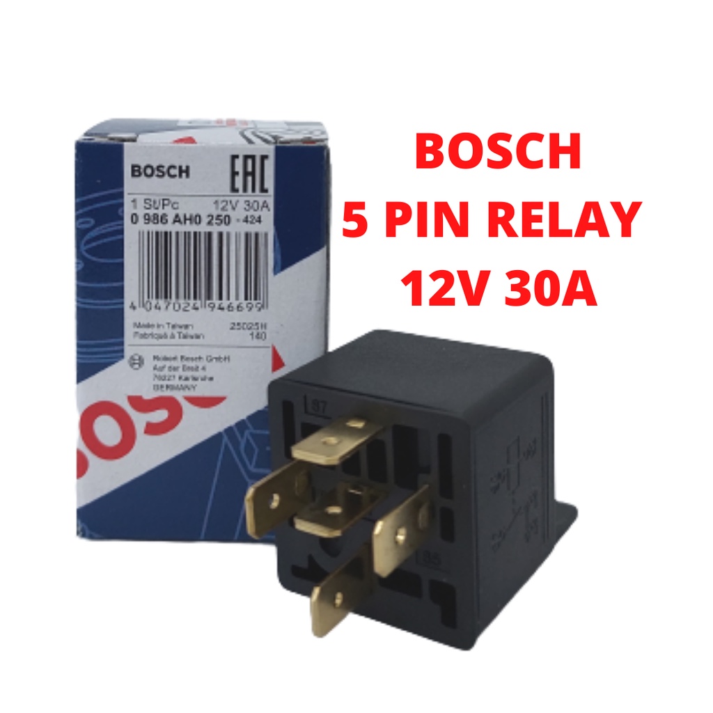 BOSCH UNIVERSAL AUTOMATIVE CAR RELAY 12V 30A 5 Pin (0986AH0250 ...