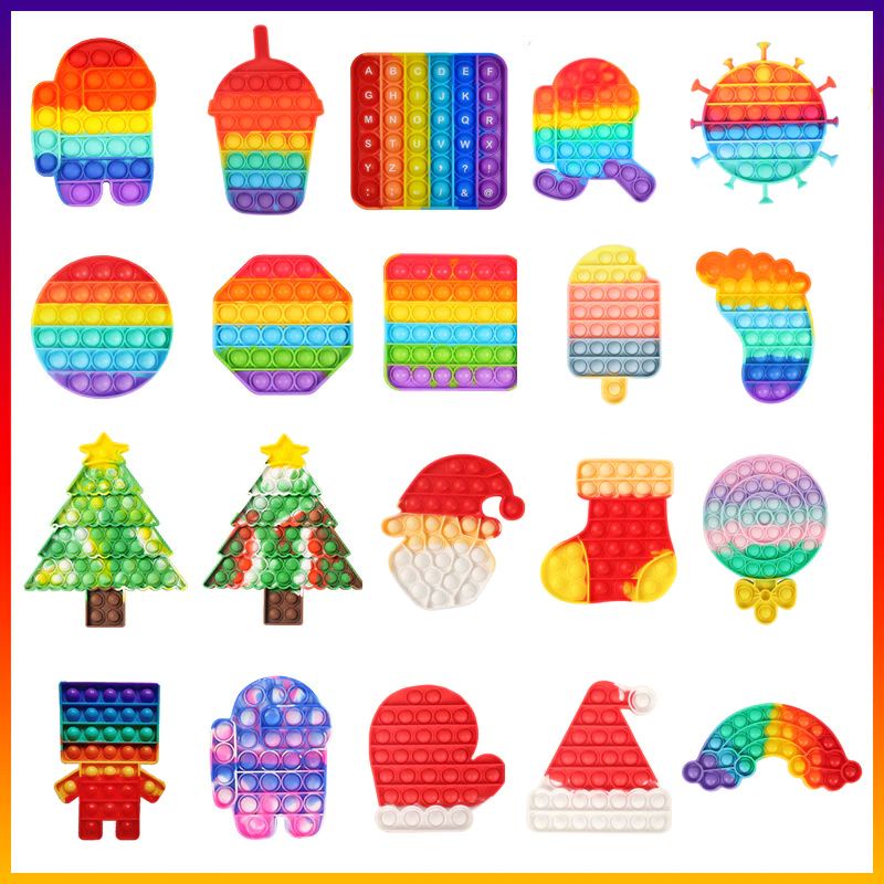 D Concept - pop it Jumbo Huge Rainbow Push POP Bubble Sensory Cute Toy ...