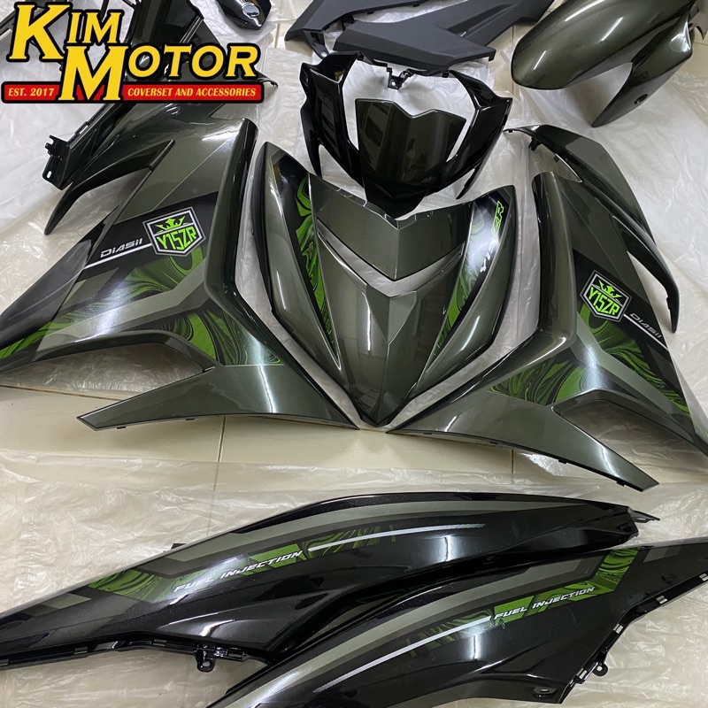 COVERSET Y15 V1 V2 ORIGINAL VELOZI HIJAU LUMUT ARMY GREEN FREE TAMPAL ...