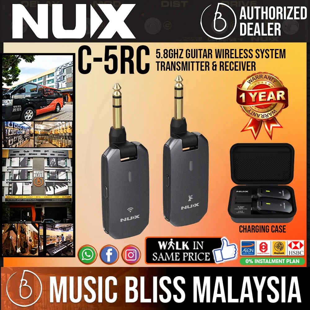 NUX C-5RC 5.8GHz Guitar Wireless System Transmitter And Receiver with ...