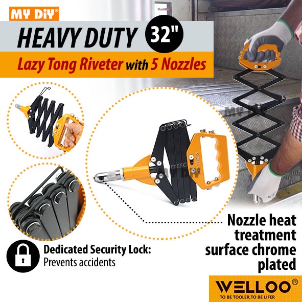 MYDIYHOMEDEPOT - Welloo Heavy Duty Hand Rivet Gun 32" Hand Riveter Gun ...