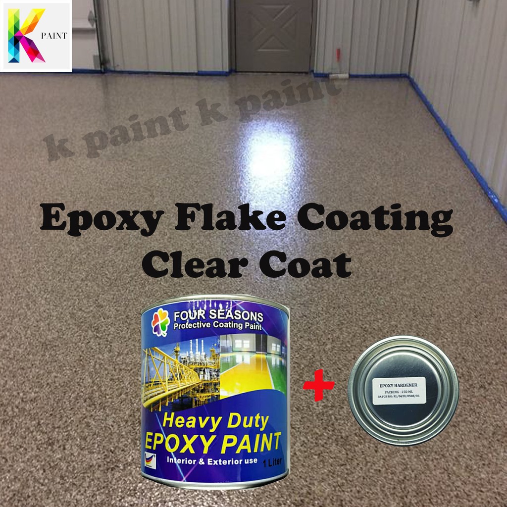 Epoxy floor paint Epoxy Colour Flake Coating Clear Coat Toilet Floor Slab Leaking Tandas Lantai ...
