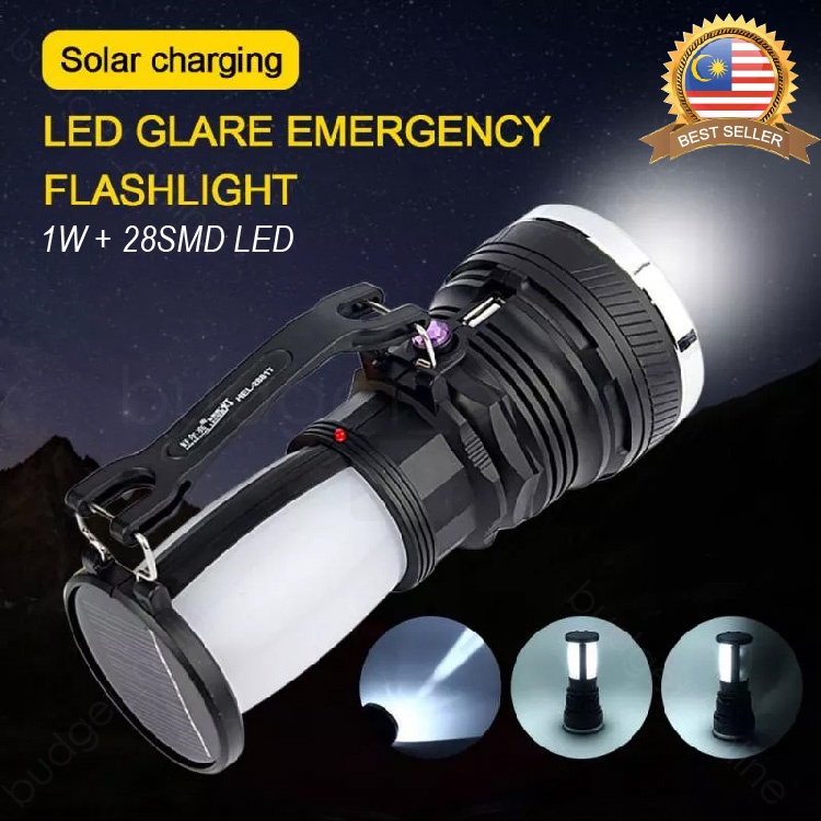 Portable Torchlight Solar Power Rechargeable 1W+24SMD LED Flashlight ...