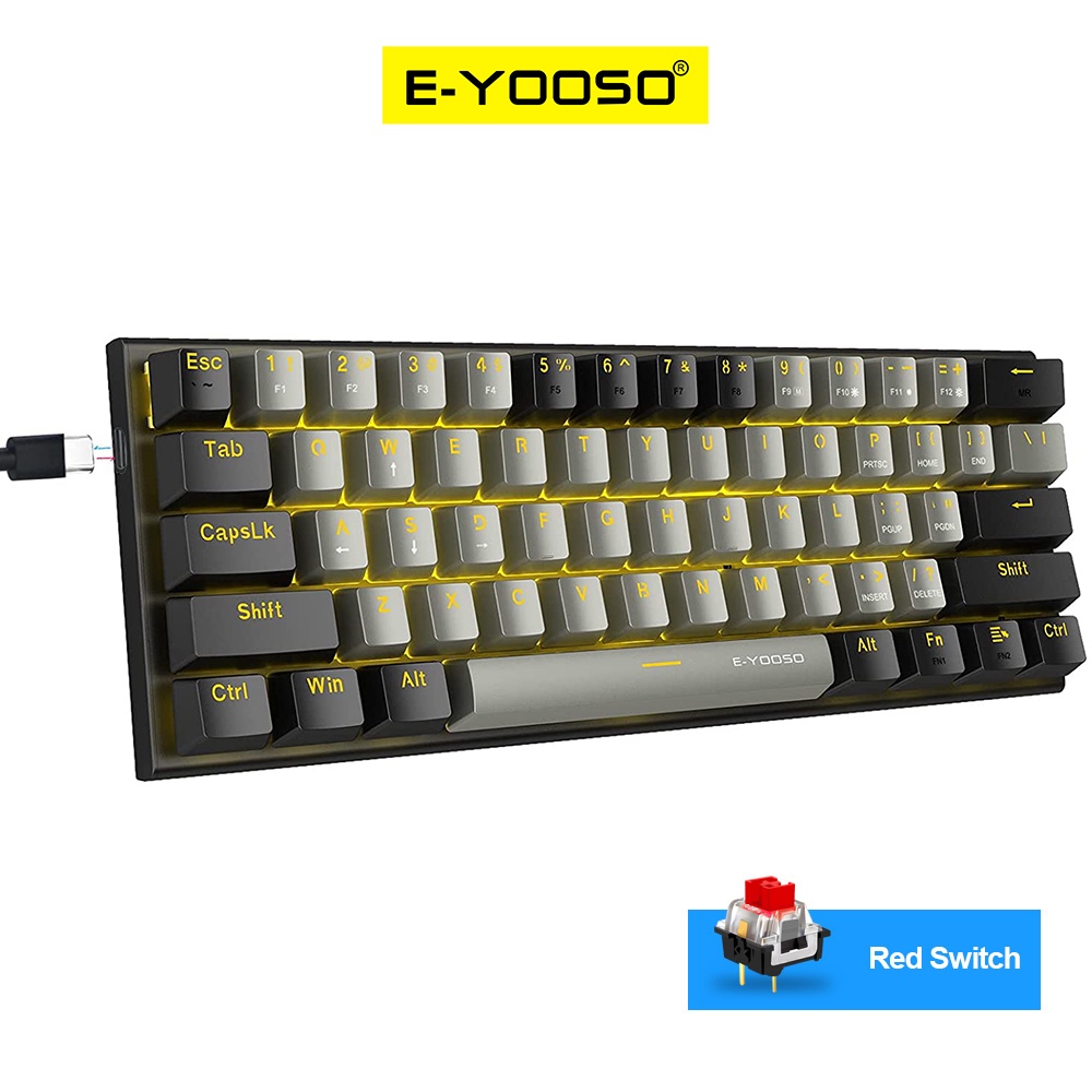 E-YOOSO Z11 60% Mini Mechanical Gaming Keyboard Hotswap Blue/Red Switch ...