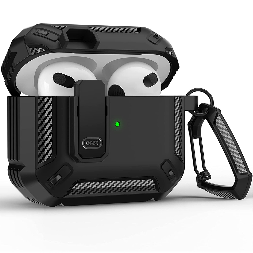 Airpods Pro Protective Case with Lock Gen 3 Military Hard Shell Rugged ...