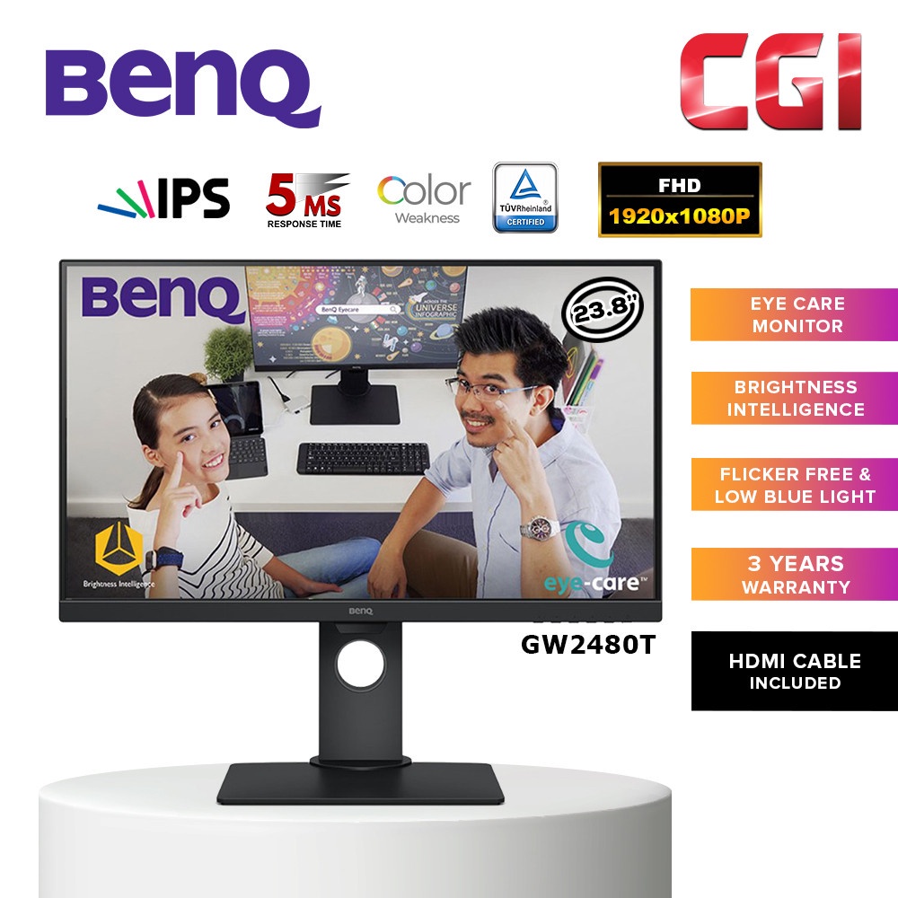 BenQ 24" GW2480T FHD Eye Care Pivot IPS Monitor for Study | Shopee Malaysia