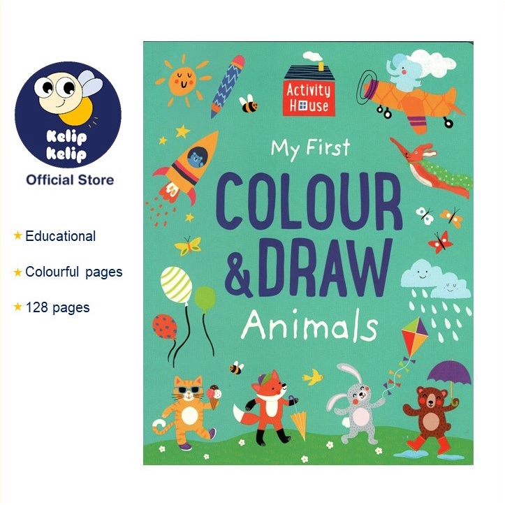 My First Colour & Draw Animals Colouring Book With Fun Activities (128 ...