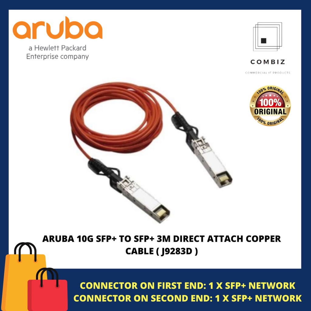 ARUBA 10G SFP+ TO SFP+ 3M DIRECT ATTACH COPPER CABLE ( J9283D ...