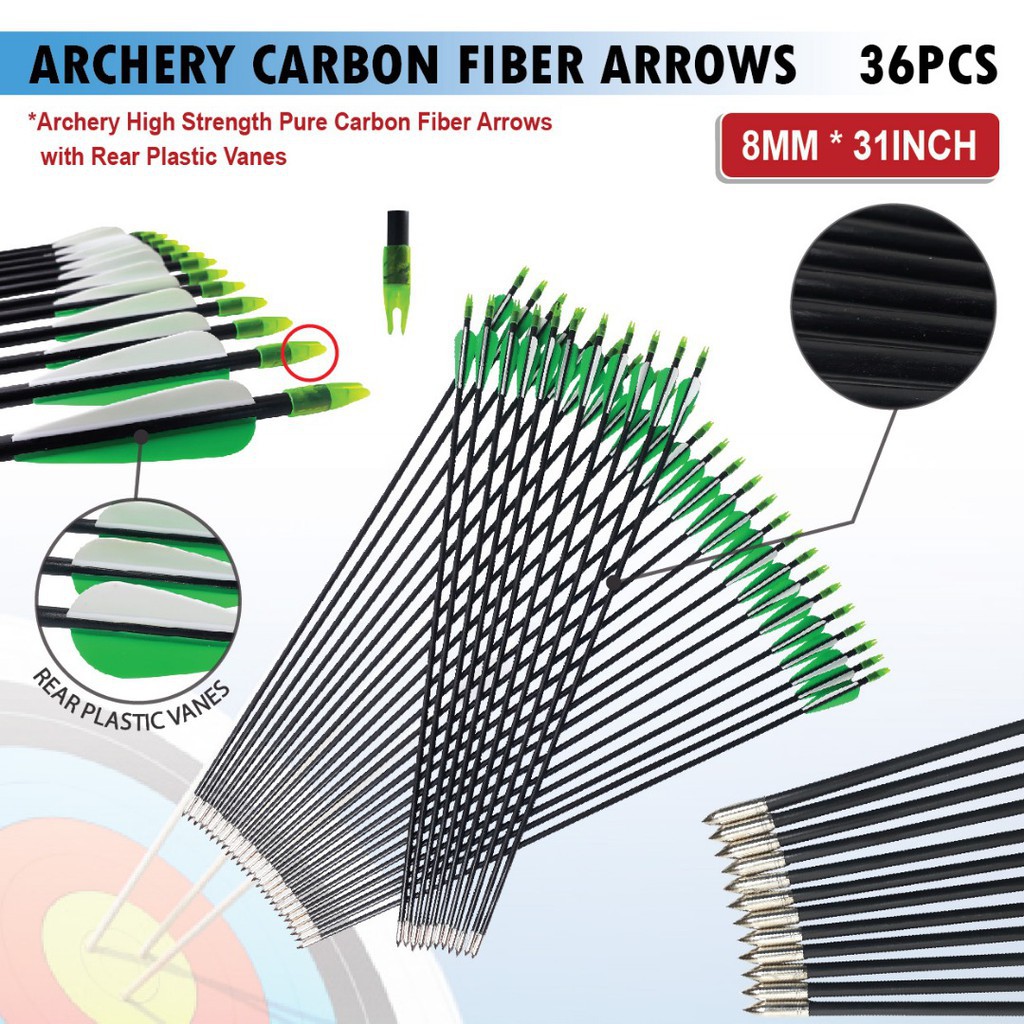 Ready stock TenXion Archery OD 8mm Fiberglass Arrows Sharp Fixed Tips ...