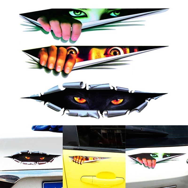 4Type Car Sticker 3D Simulation Eyes Peeking Monster Waterproof Car ...