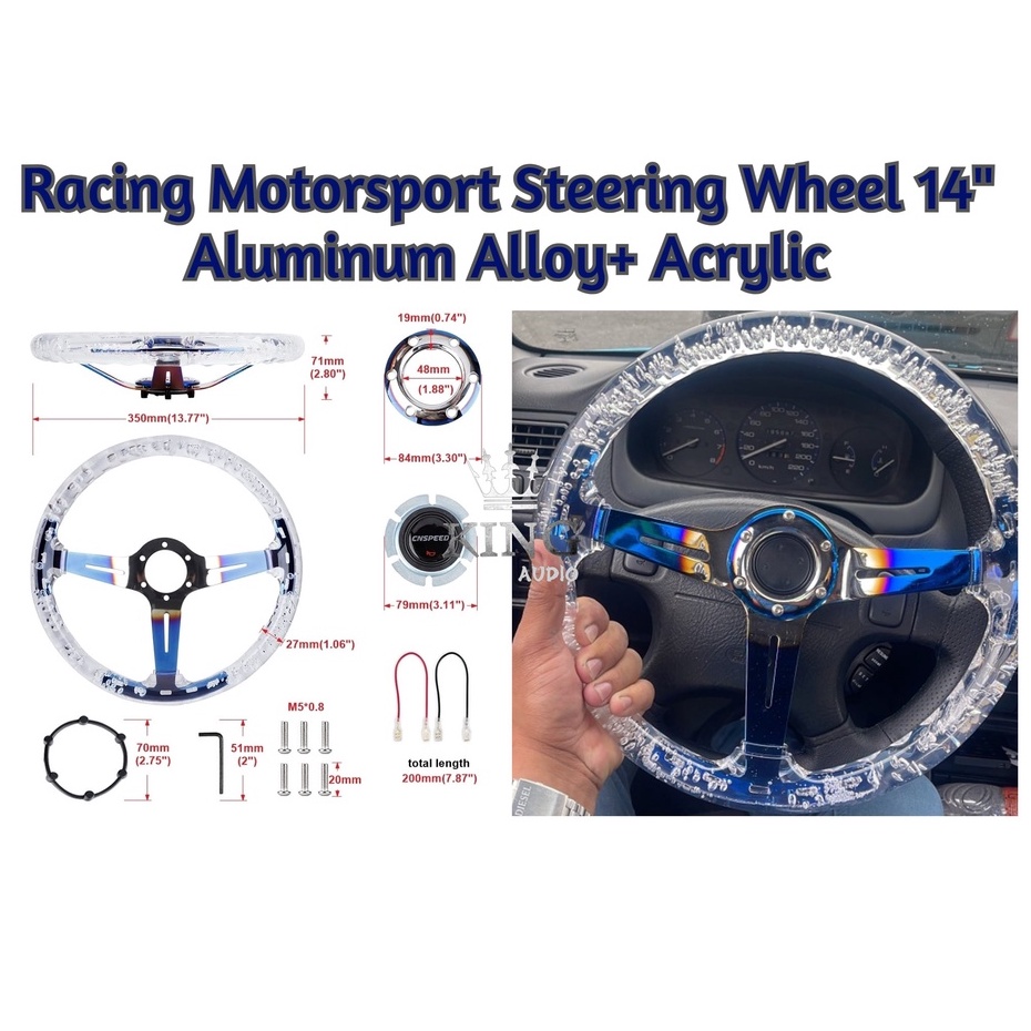 Car Racing Motorsport Steering Wheel 350mm 14" Aluminum Alloy + Acrylic ...