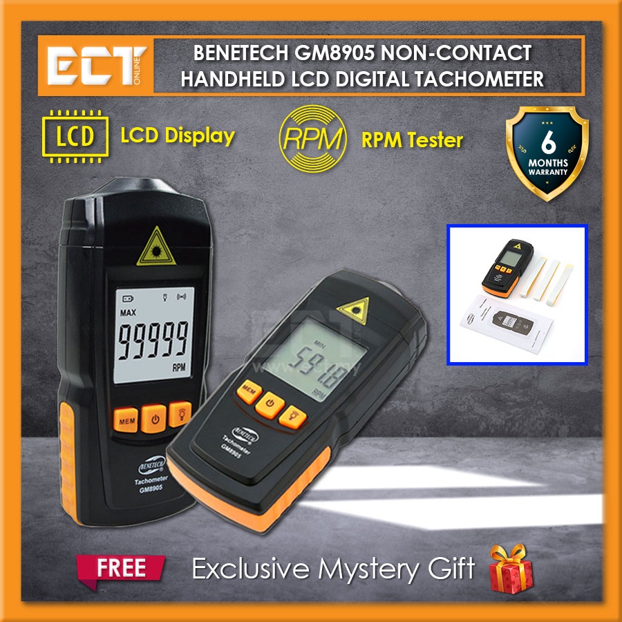 Benetech GM8905 Non Contact Handheld LCD Digital Tachometer / RPM ...