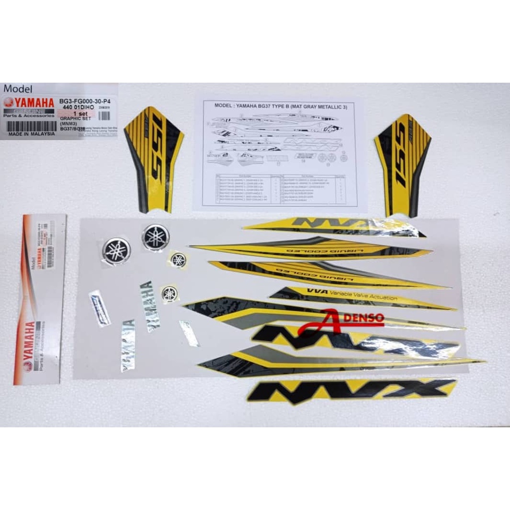 NVX AEROX NVX STICKER STICKER YELLOW BLACK KUNING HITAM MNM3 ...