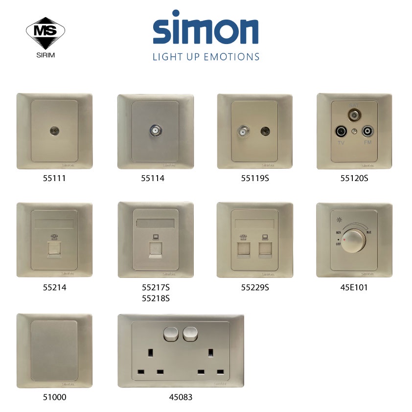 Simon 50 Series Switch / Data Outlet (Full Champagne) | Shopee Malaysia