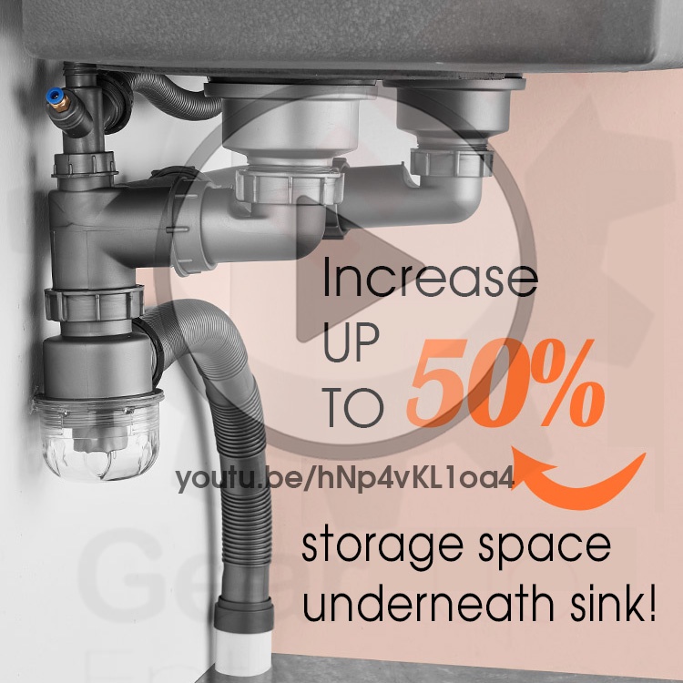 [Space Saving] Sink Drain Waste Pipe Kit with Transparent Waste Trap ...