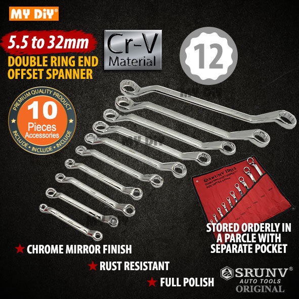 MYDIYHOMEDEPOT - SRUNV 10pcs 5.5mm-32mm Double Ring Spanner Wrench Set ...