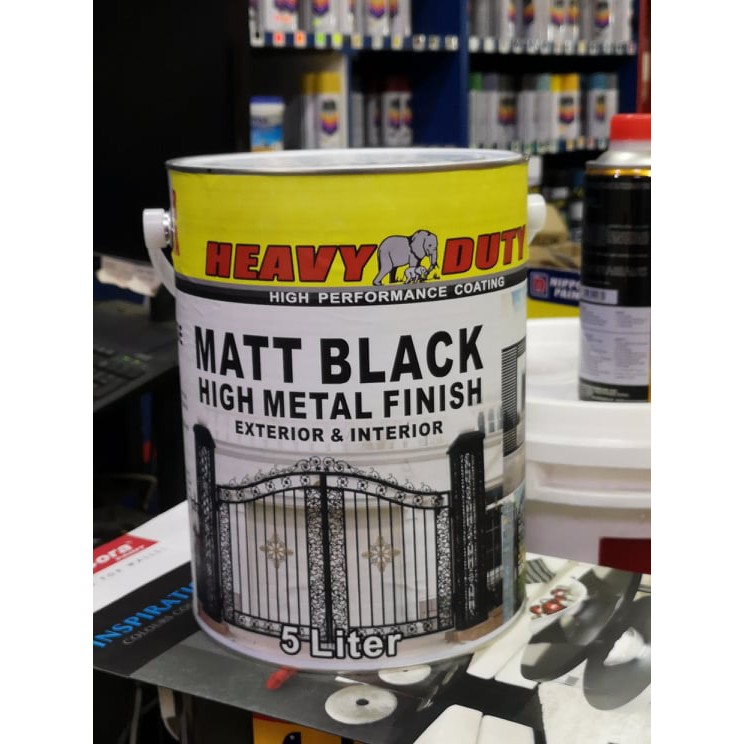 5L ( MATT BLACK ) HEAVY DUTY Brand Metal Paint Matt Black Cat Besi ...