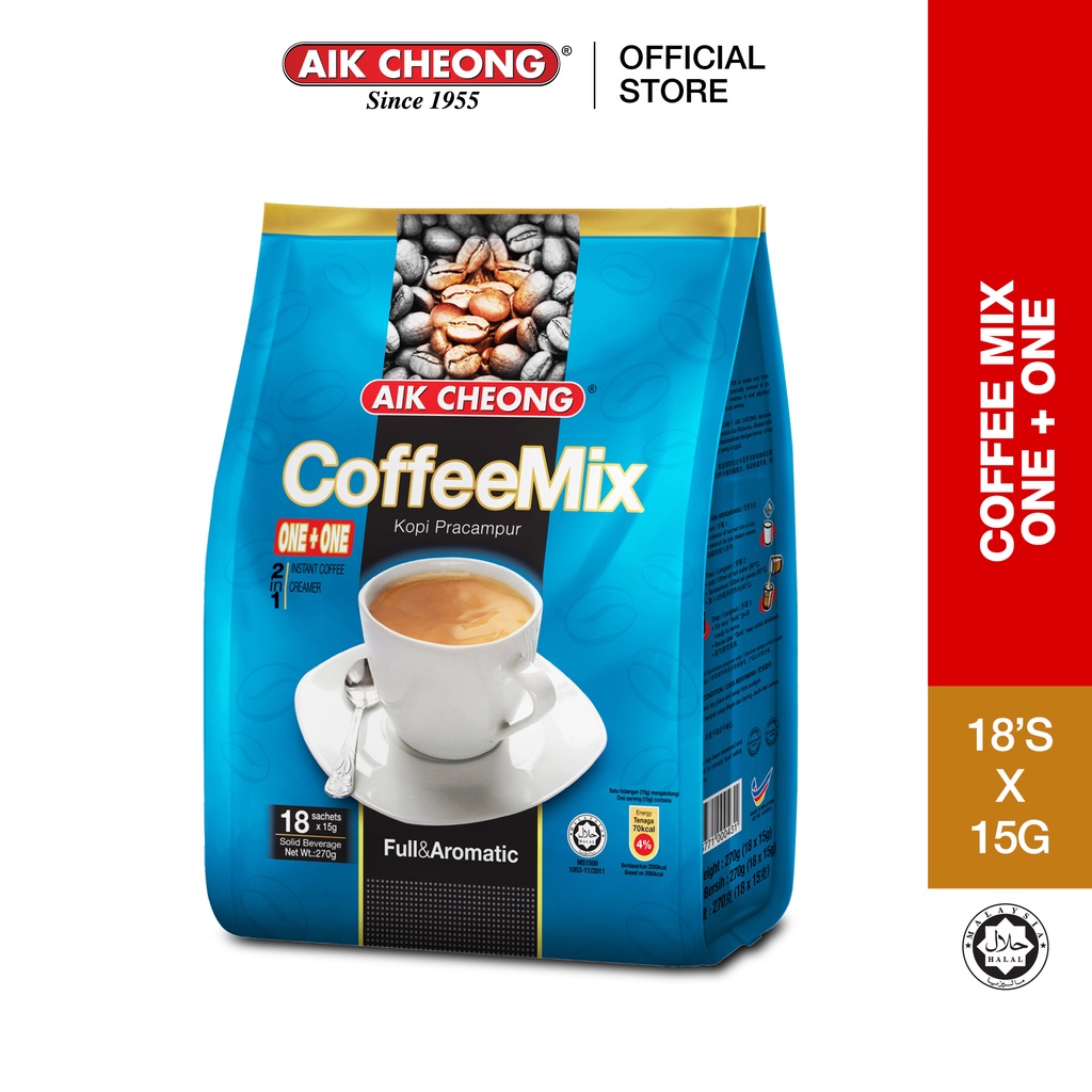 AIK CHEONG Coffee Mix 2in1 270g (15g x 18 sachets) - One + One | Shopee ...